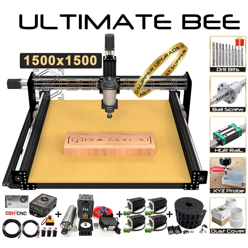 Bulkman 3d Black 1515 Ultimate Bee Cnc Router Complete Kit Ball Screw ...