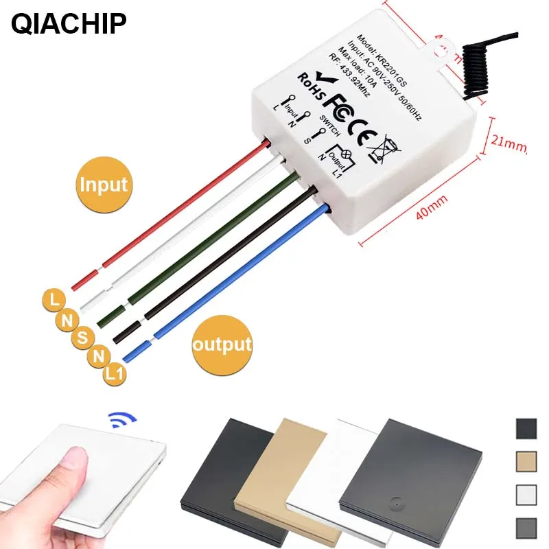 433MHz-Wireless-Remote-Control-Switch-Relay-AC-90V-110V-220V-86-Type-Wall-Panel-External ...