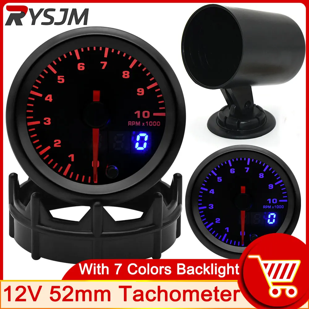 HD-52MM-Tachometer-WIth-7-Colors-Backlight-RPM-Meter-Gauge-0-1000-RPM ...