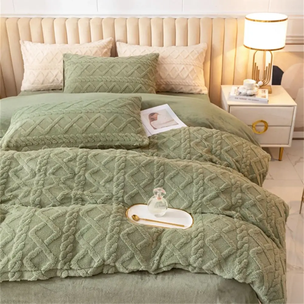 Milk-Velvet-Bedding-Set-Jacquard-Tafu-Velvet-Thicken-Winter-Warm-Four ...