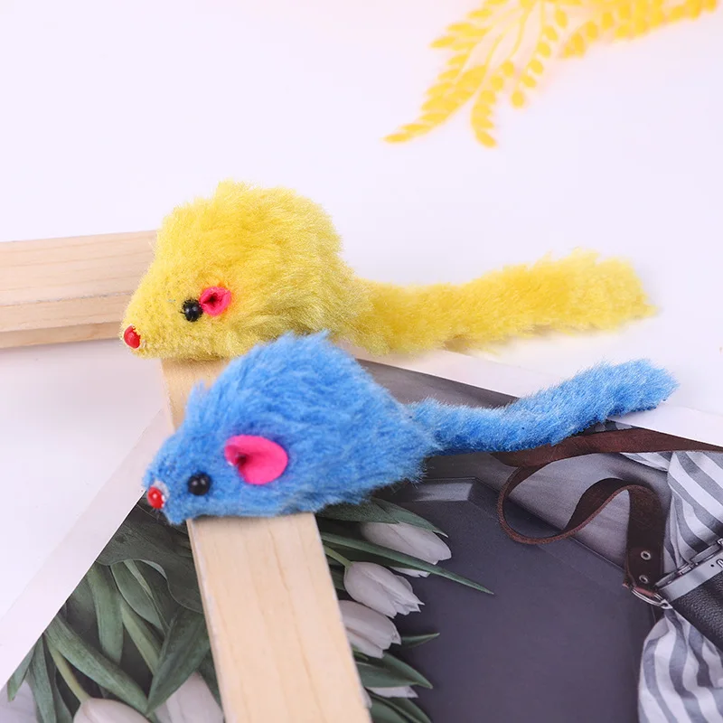 Furry Plush Cat Toy Soft Solid Interactive Mice Mouse Toys For Funny ...