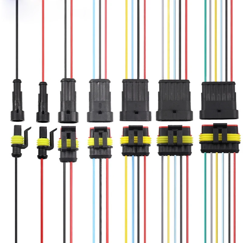 Conector de cable automático macho y hembra, conector eléctrico impermeable con cable, 1, 2, 3 ...