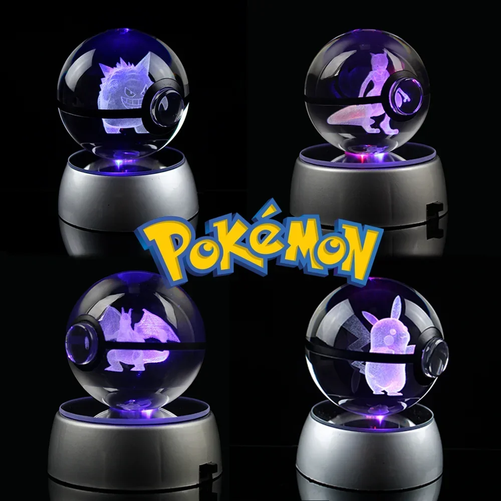 Pokemon-3D-Crystal-Ball-Figure-Engraving-Pikachu-Charizard-Gengar-With ...