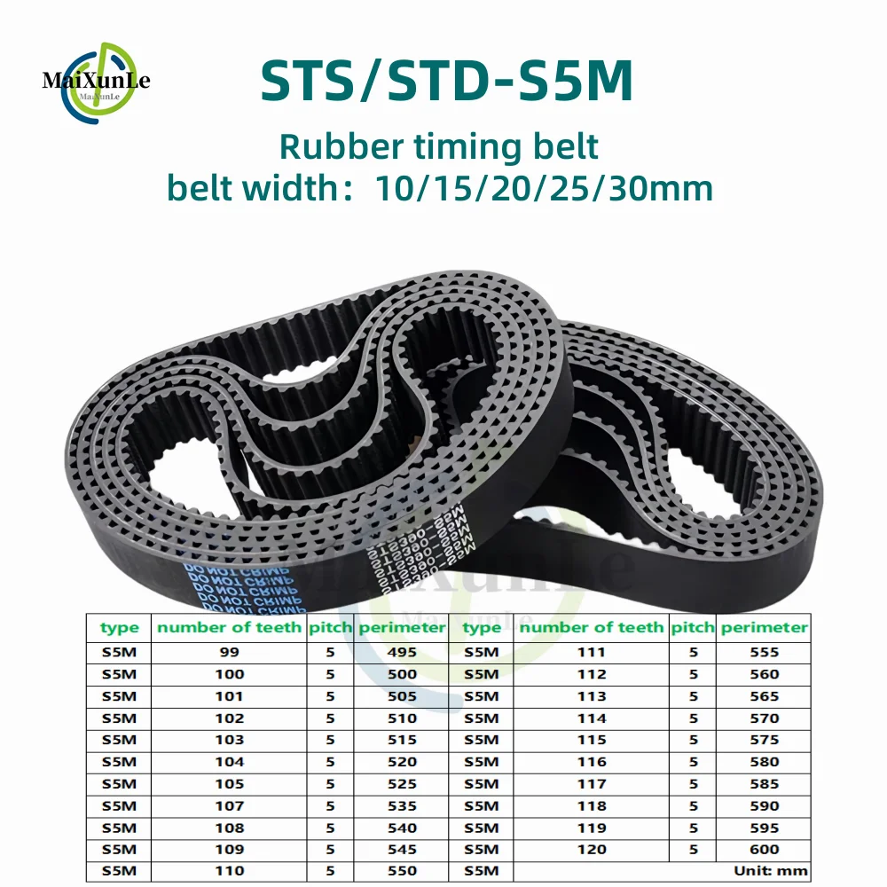 STS-STD-S5M-Rubber-Timing-Belt-Width-10-15-20-25-30mm-Length-495-500 ...