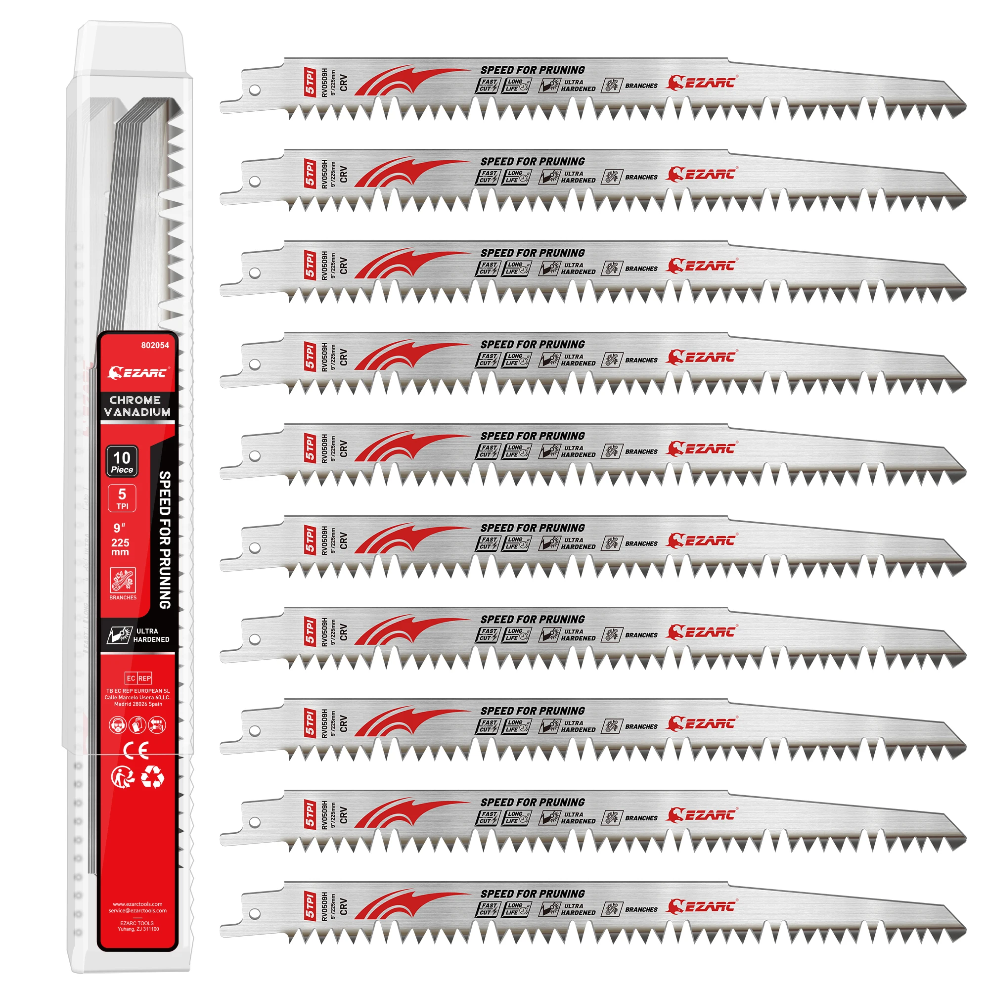 EZARC-9-Inch-Wood-Pruning-Reciprocating-Saw-Blades-10-PCS-Fleam-Ground ...