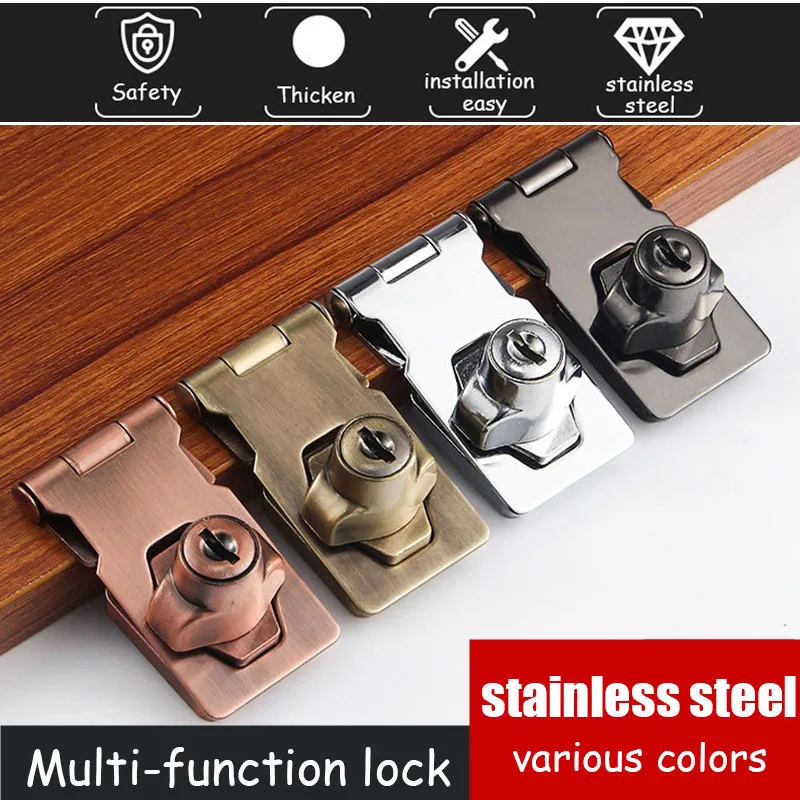 Stainless-Steel-Plating-Self-Locking-Security-Hasp-Staple-Lock-Cupboard ...