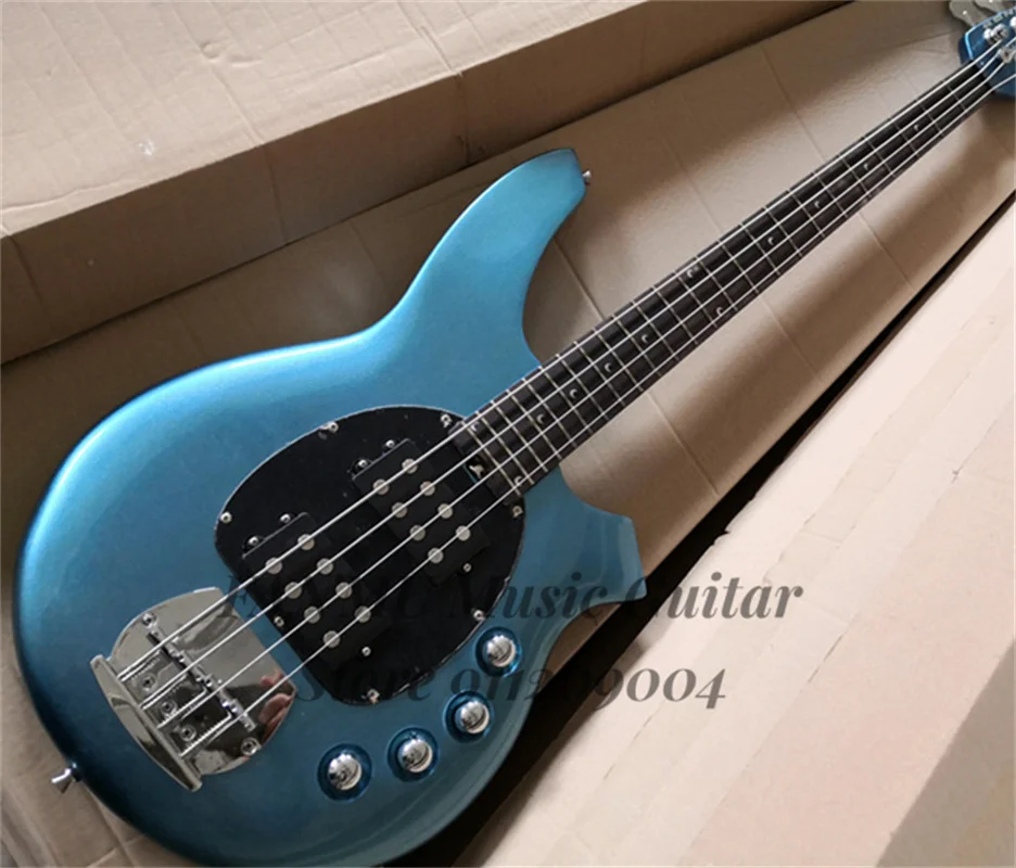 4-Strings-Bass-Guitar-Bong-Bass-Metal-Blue-Body-Rosewood-Fingerboard ...