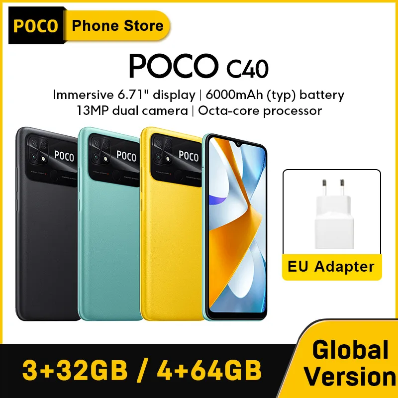 POCO C40 Câmera Principal Versão Global, 3GB, 32GB, 4GB, 64GB, 6000mAh ...