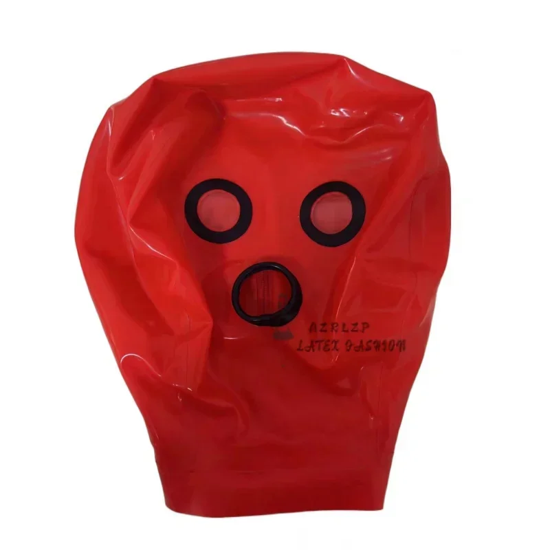 Red Latex Rubber Inflatable Double Layer Ball Mask Hood Winks Open ...