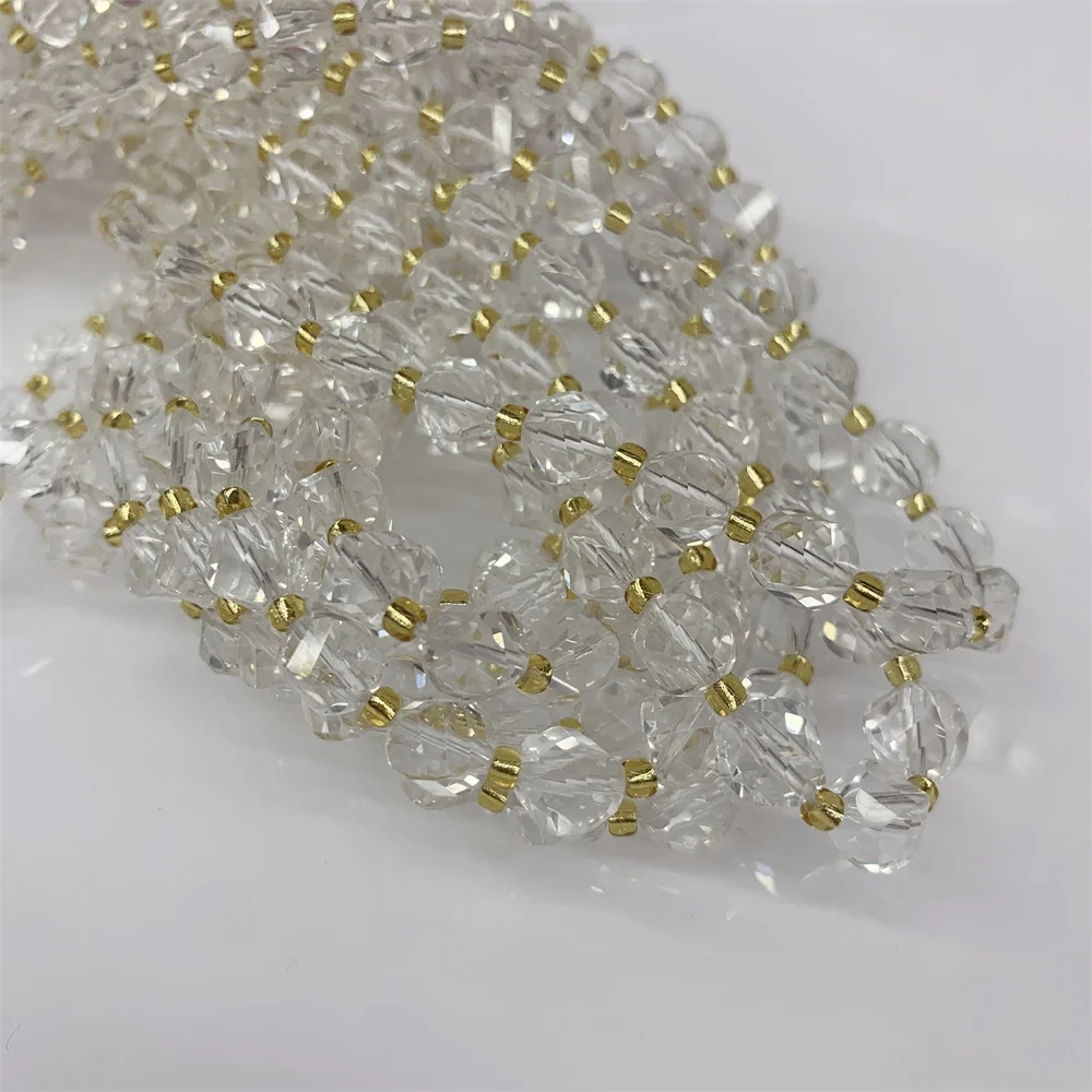 7-8mm Natural White Crystal Rose Quartz Faceted Spiral Twist Gemstone ...