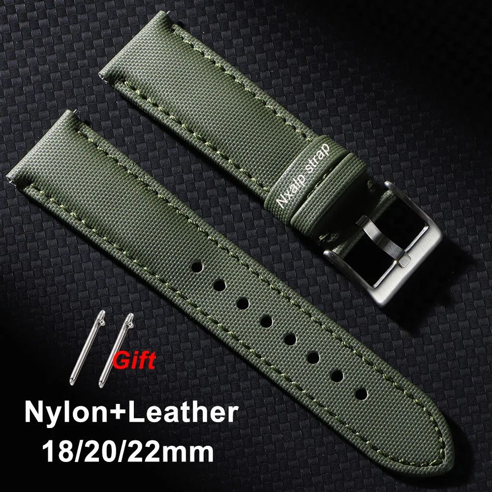 Quality Sailcloth Leather Watch Strap 18mm 20mm 22mm for Seiko Belt ...