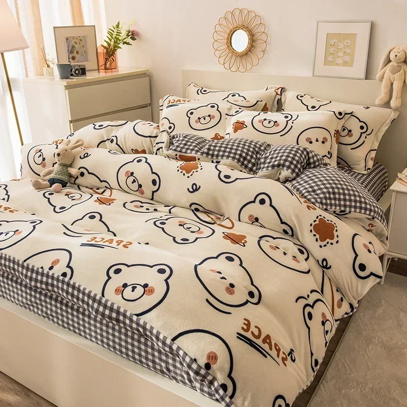 Fashion-Flat-Sheet-Duvet-Cover-Set-With-Pillowcases-Single-Queen-Size ...