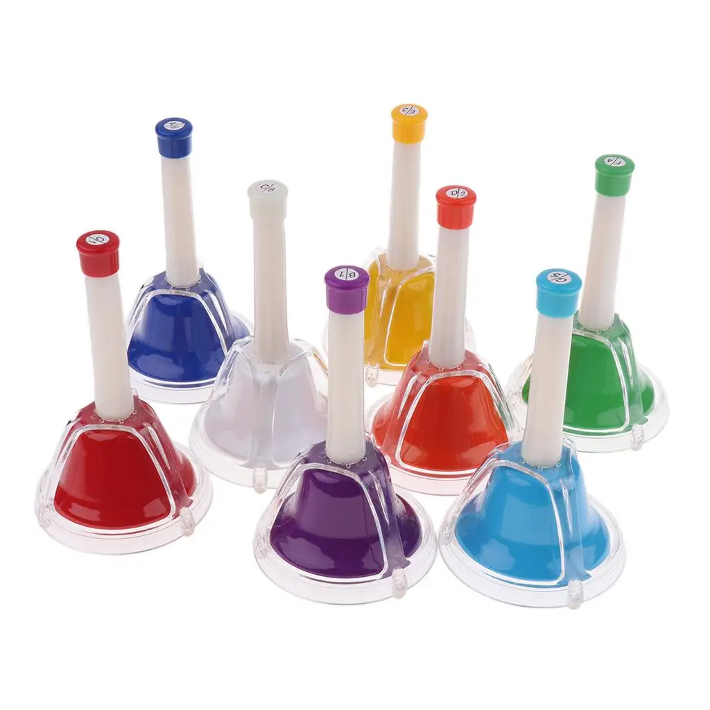Colorful 8 Note Hand Bell Set Kids Early Musical Educational Instrument ...