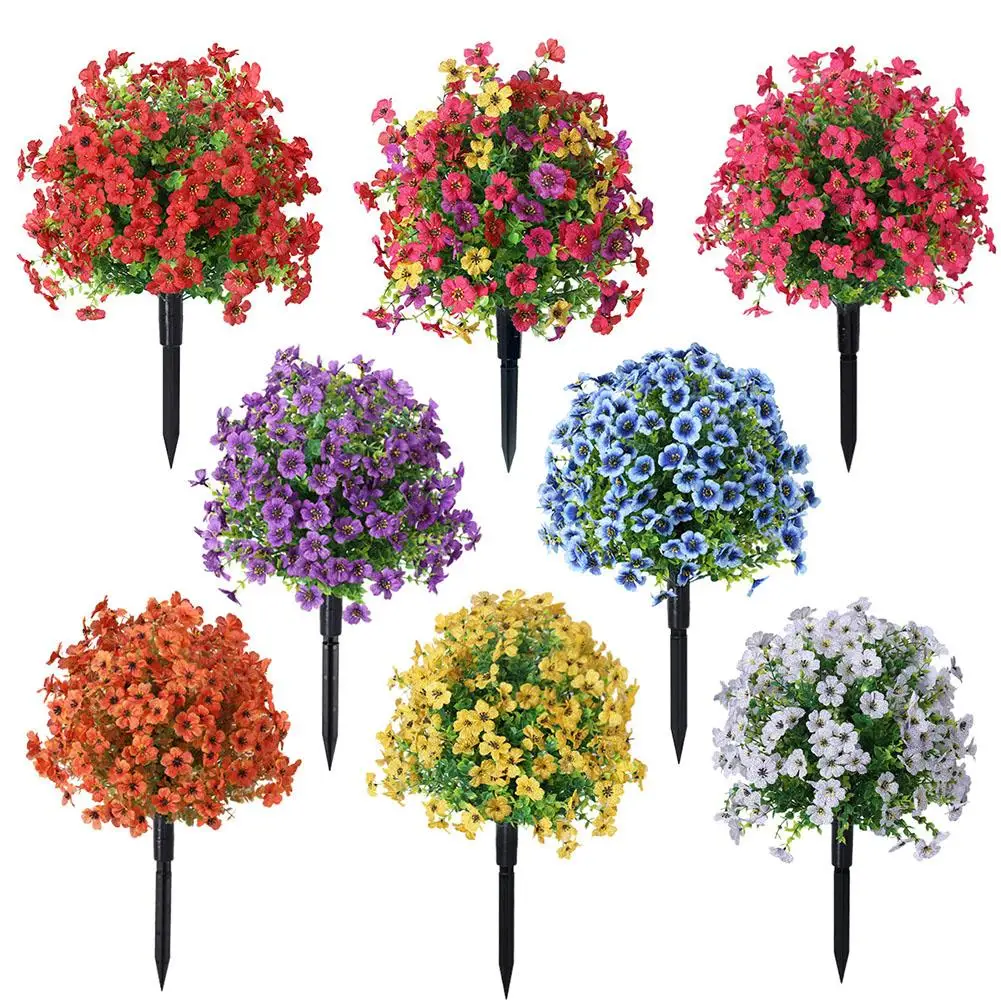 Artificial Violet Flowers Balls With Stakes Realistic Outdoor Plants ...