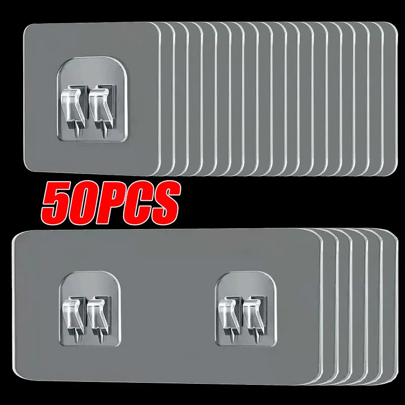 50pcs-Transparent-Self-Adhesive-Hooks-Hanging-Holder-Shelf-Hook-for ...