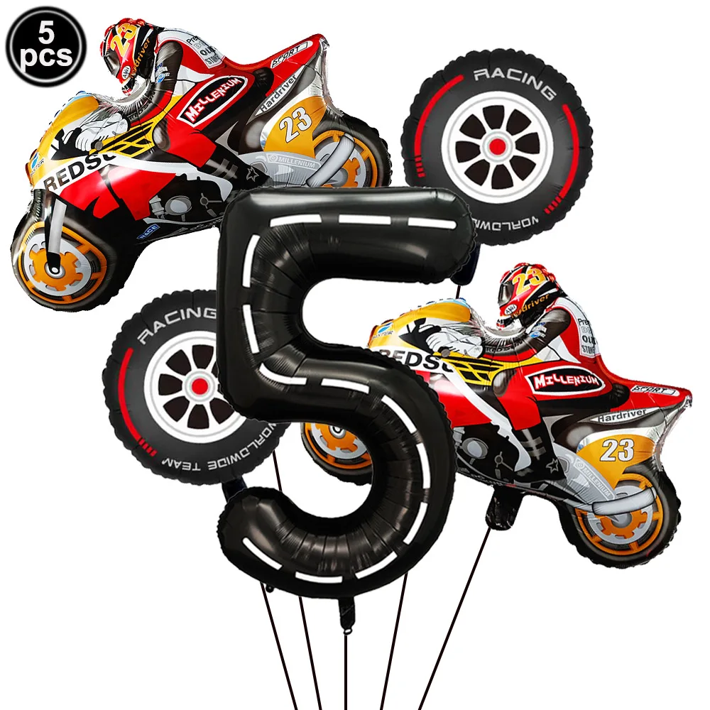 Globo de aluminio para motocicleta, 5 uds., número negro, rueda de ...