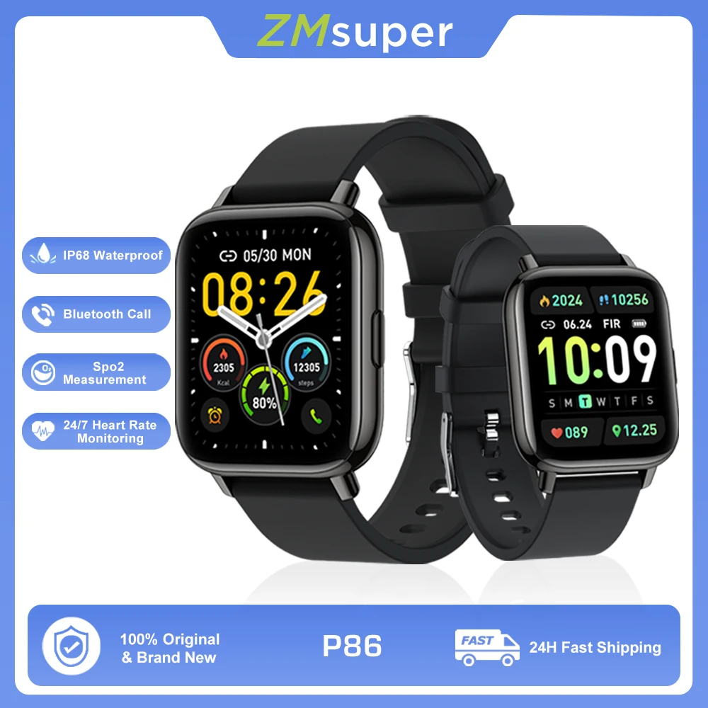 ZMsuper-P86-Smartwatch-Bluetooth-Call-Multi-Sports-Fitness-Modes-Health ...