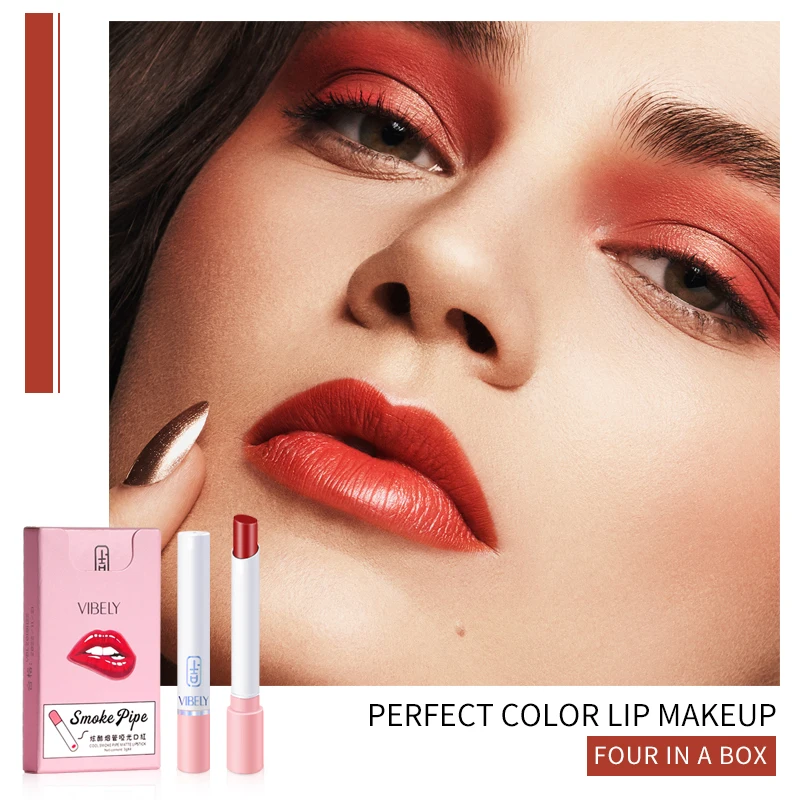 Sexy Type 4pcs Cigarette Shape Lipstick Matte Waterproof Long-lasting ...
