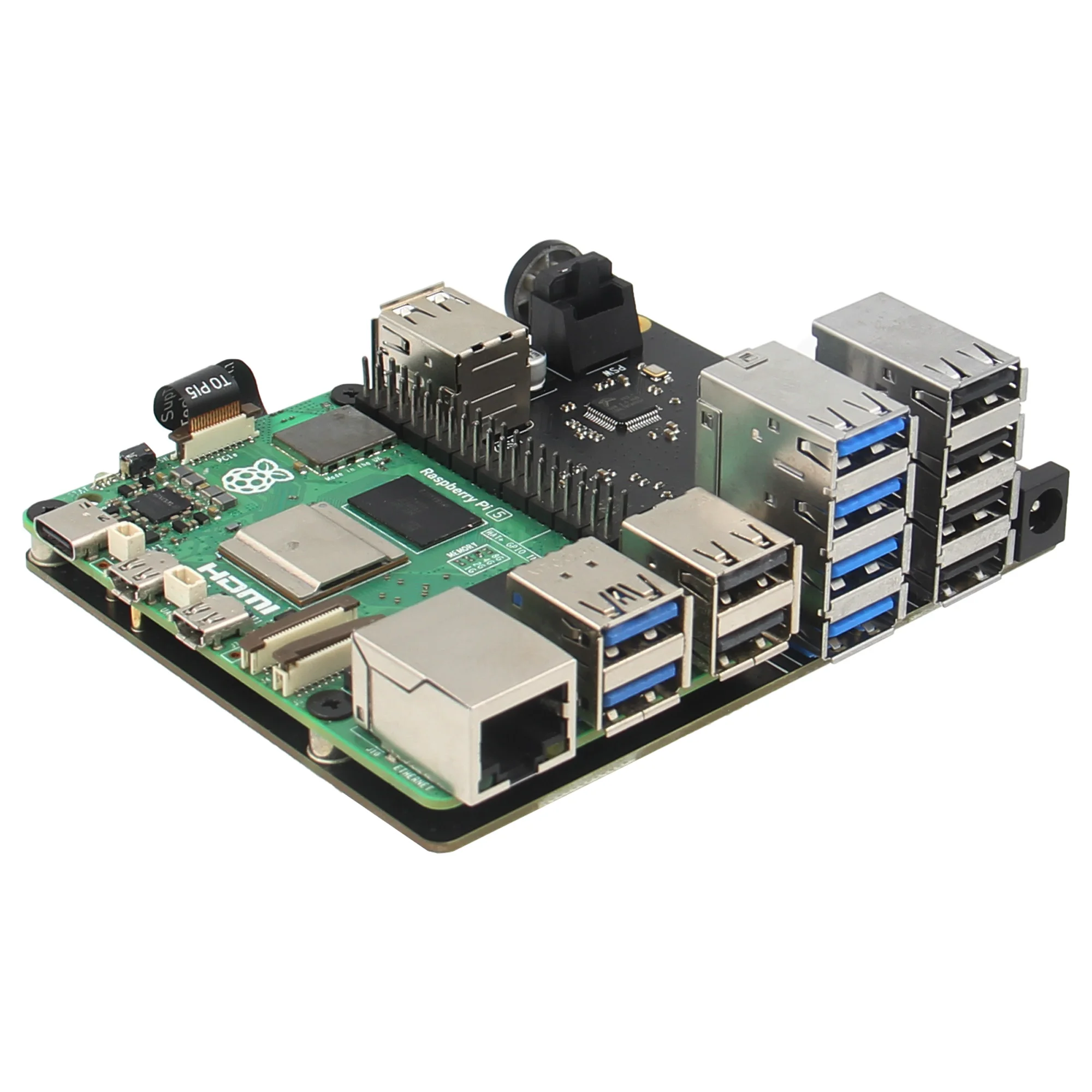 Geekworm X1013 PCIe to 10-port USB HUB Shield for Raspberry Pi 5 ...