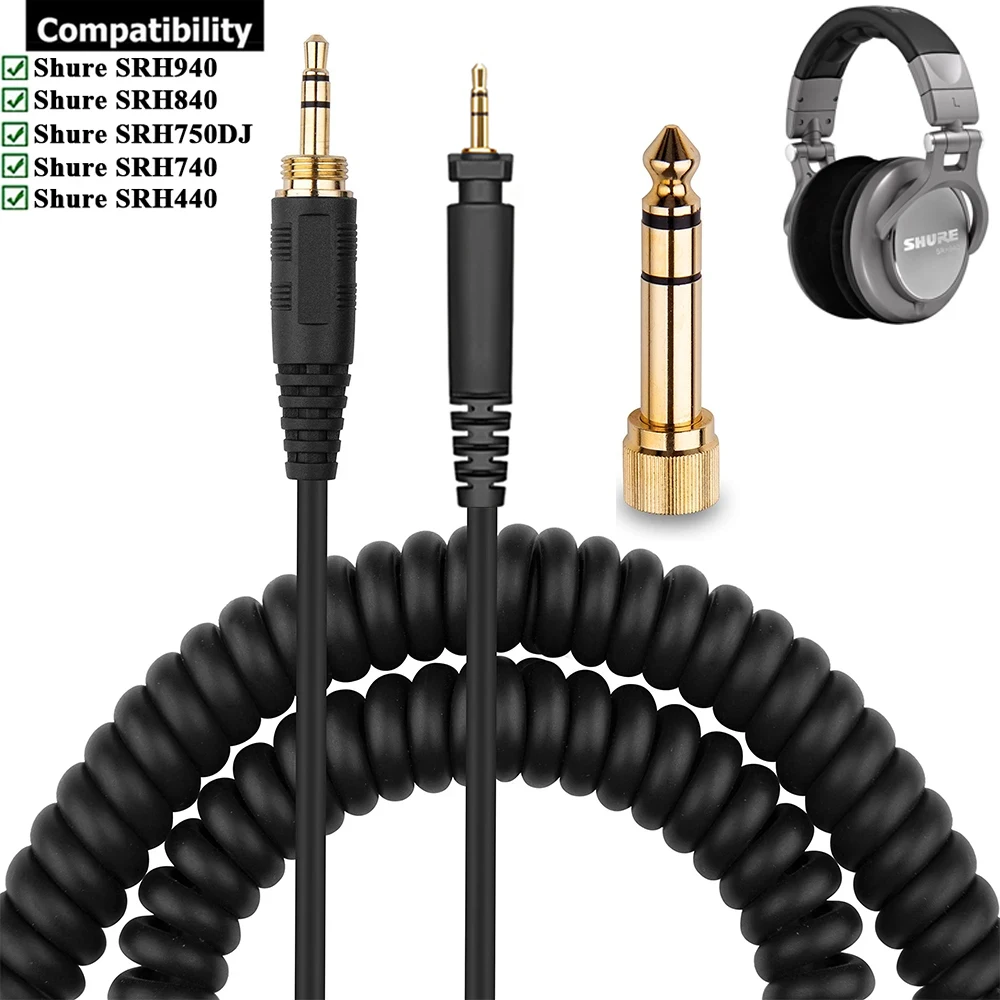 6-35mm-Replacement-Spring-Cable-Cord-For-Shure-SRH440-SRH740-SRH750DJ ...