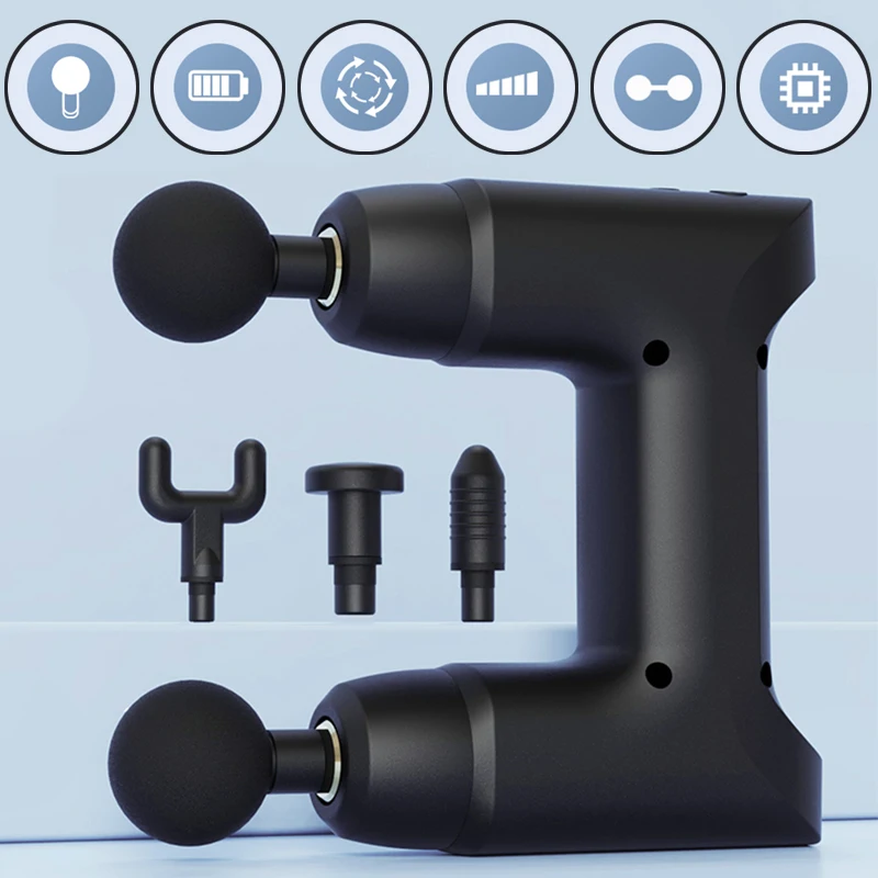 Double Heads Electric Massage Gun Deep Tissue Massager Neck Body Muscle ...