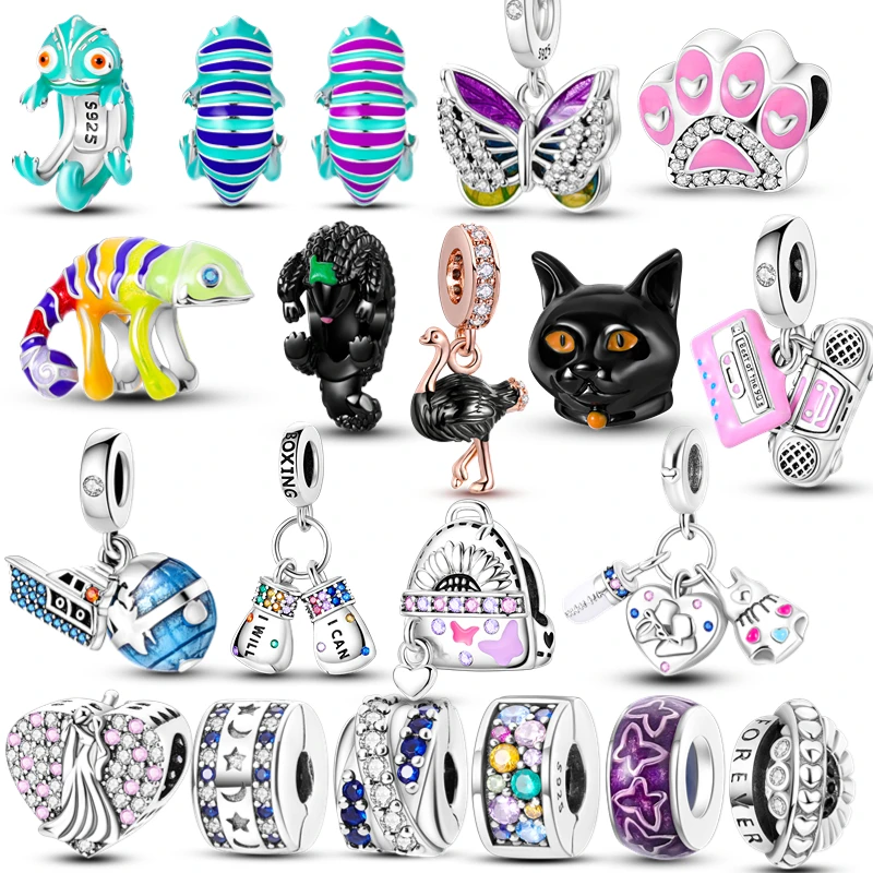 Charms 925 original Chameleon Charm Cat Claw & Princess Beads Fit ...