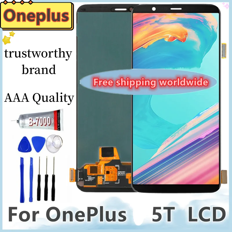 100% New Original AMOLED / TFT For Oneplus 5T 1+5T LCD Display Touch ...