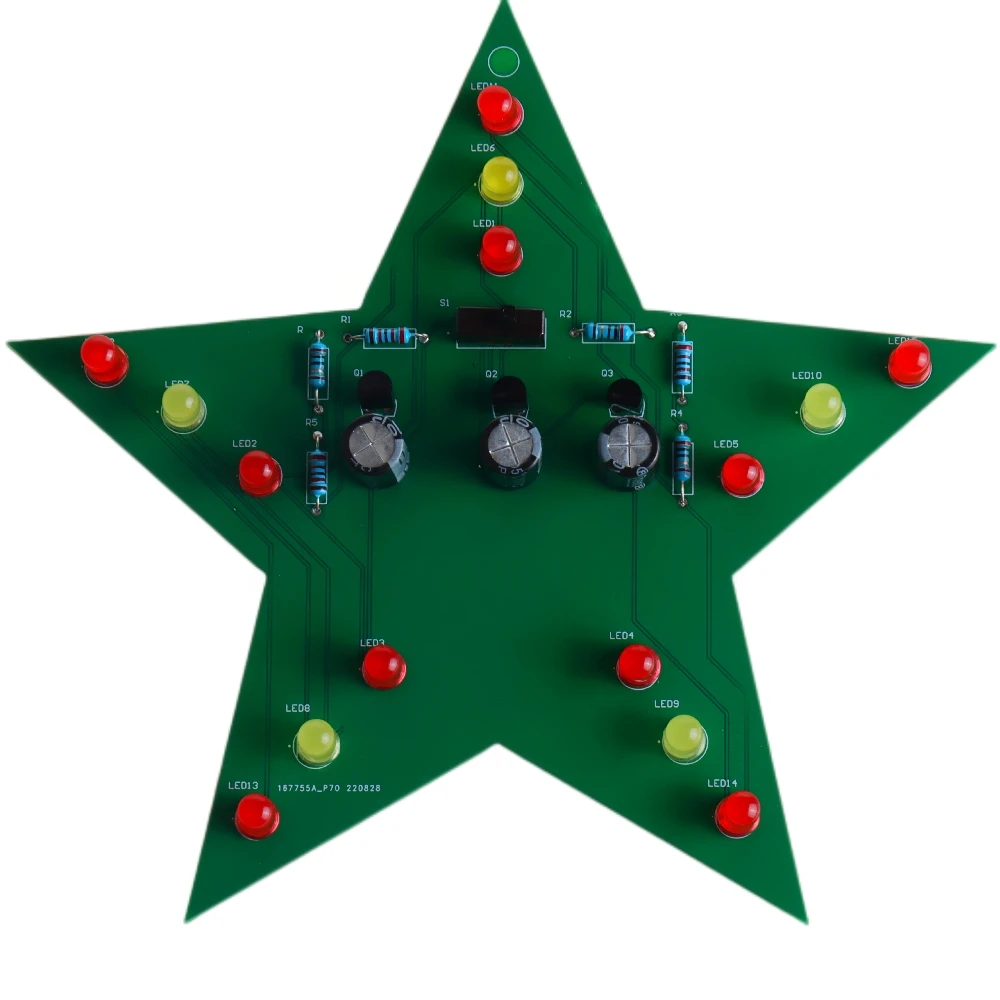 LED Christmas Star Soldering Kit Red and Yellow LEDs Blinking Xmas Star ...