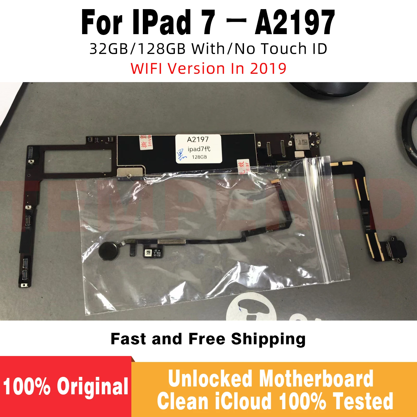 Original-NO-iCloud-A2197-Wifi-Version-Mainboard-For-ipad-7-in-2019 ...