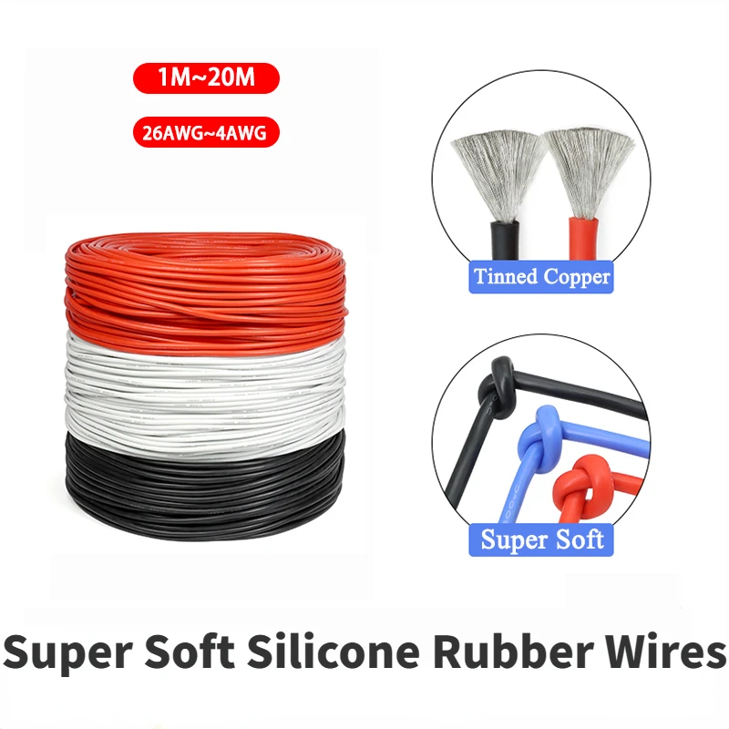 Super-Soft-Silicone-Rubber-Wire-Red-Black-White-26AWG-4AWG-Heat ...