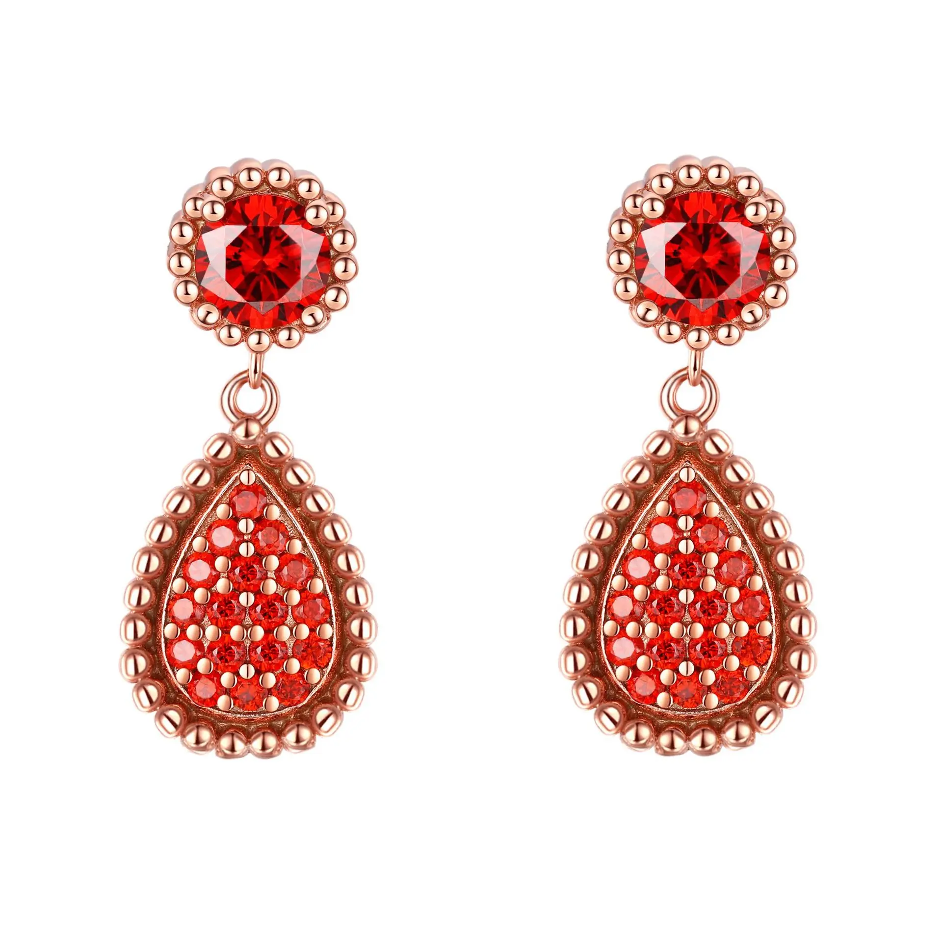 Pomegranate-Red-Zirconia-Earrings-with-Premium-European-and-American ...