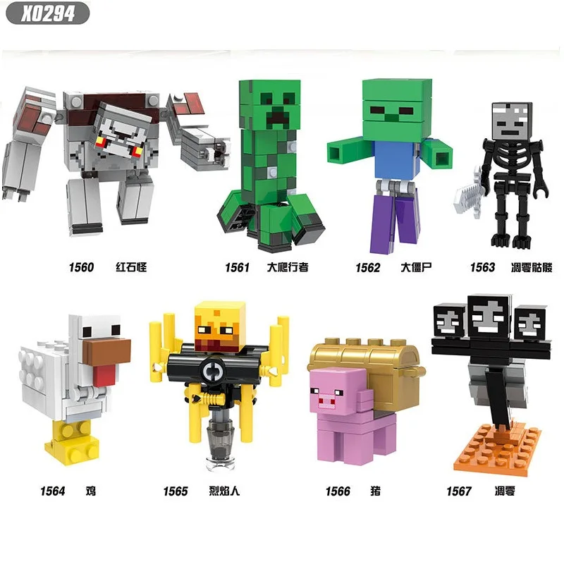 Minecrafted-Blocks-Building-Diamond-espada-creeper-Figuras-Zumbi-Dolls ...