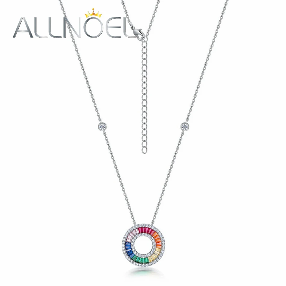 ALLNOEL-100-925-Sterling-Silver-Necklace-For-Women-Rainbow-Colorful ...