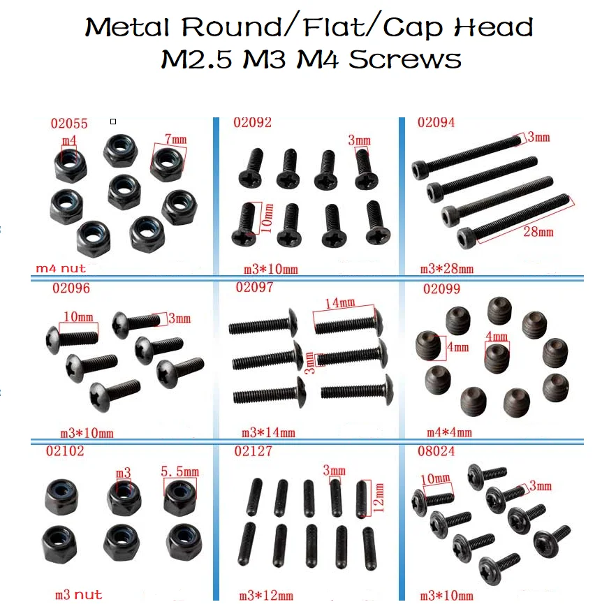 Metal Flat Cap Head | Rc 1 10 M4 Screw | Screw M3 M4 Rc | Head Screws ...