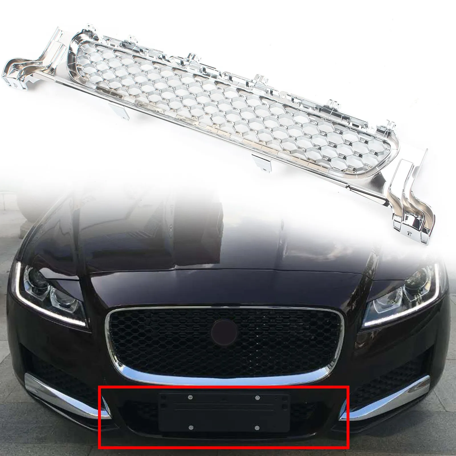 Car-Front-Center-Bumper-Lower-Grille-Auto-Racing-Grills-For-Jaguar-XF ...