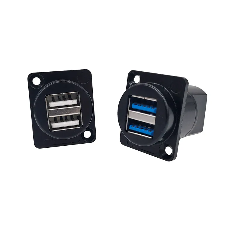 Enchufe USB de doble fila de Metal tipo D, conector hembra a hembra USB ...