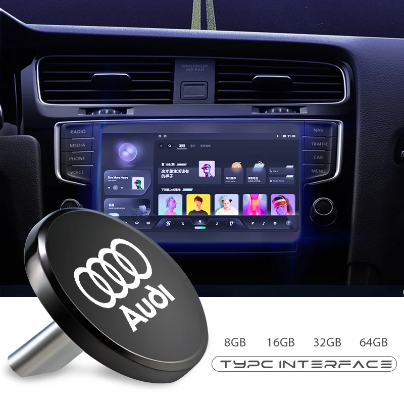 1Pcs Tiny Type-C USB Flash Drive Car Portable U Disk For Audi Sline A1 ...