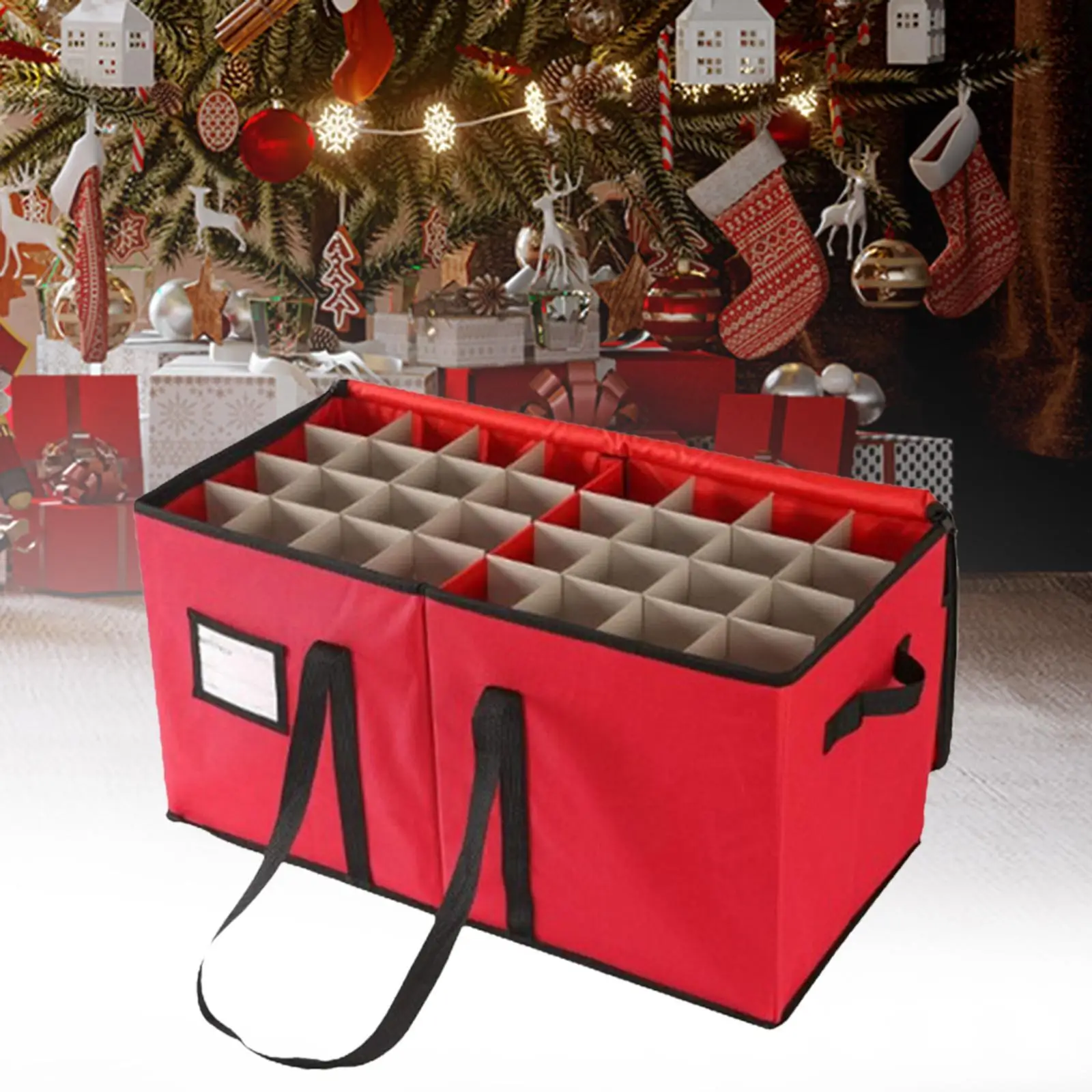 Christmas Ball Ornament Storage Box Container Bin Portable with PVC ...