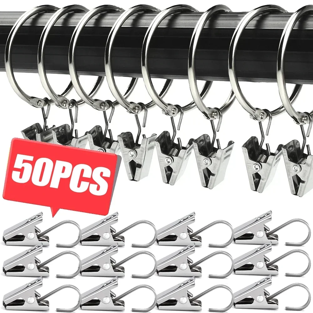 Lots-Stainless-Steel-Curtain-Clips-with-Hook-Window-Curtains-Hanging ...