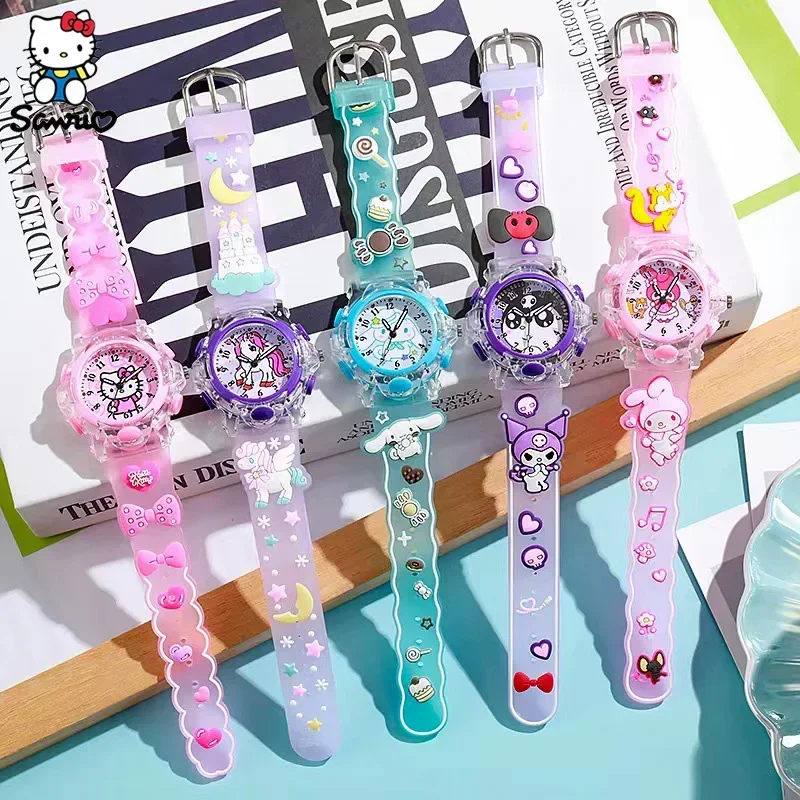 Sanrio-reloj-Kawaii-Melody-Cinnamoroll-para-ni-os-LED-luminoso-Kuromi ...