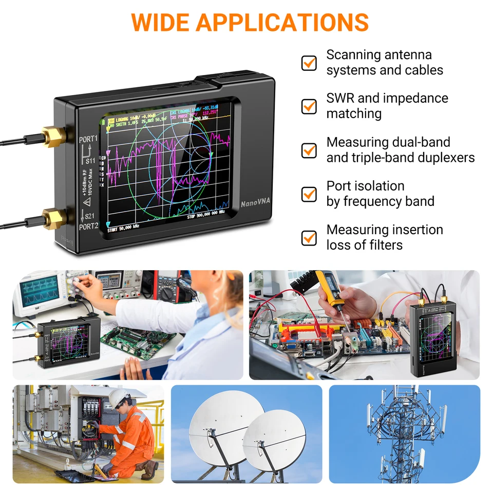 NanoVNA SeeSii NanoVNA Vector Network Analyzer 10KHz-1.5GHz MF HF VHF ...