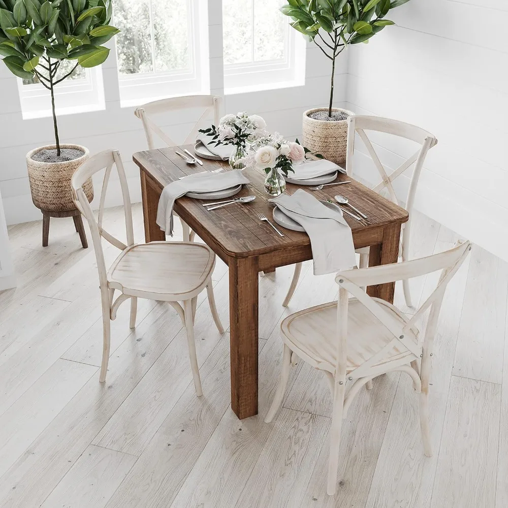 Lane-Rustic-Brown-Solid-Wood-Dining-Table-Kitchen-Table-with-Square ...