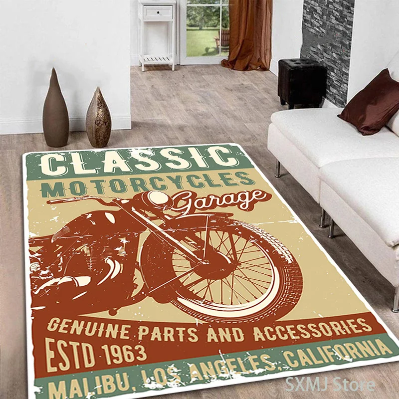 Retro-Moto-Carpet-Area-Rug-Motorcycle-Fans-Floor-Door-Step-Large-Non ...