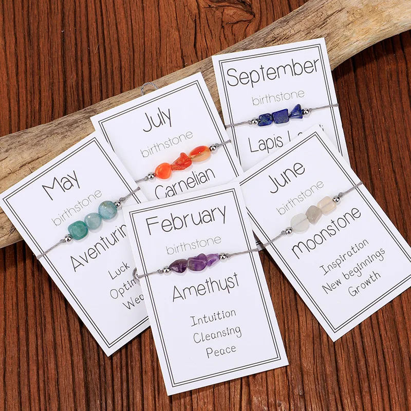 Birthstone Bracelet Natural Stone Beads Bracelets For Women Men ...