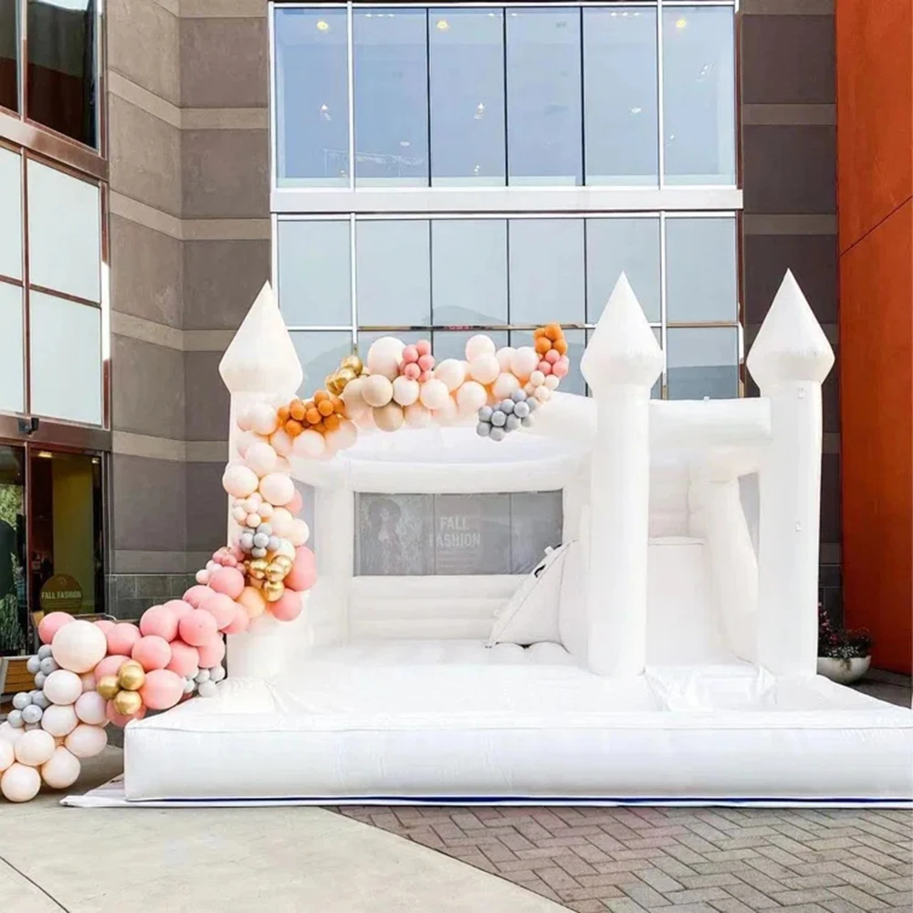 3-in1-Inflatable-White-Bounce-House-Castle-with-Slide-Ball-Pit-PVC ...