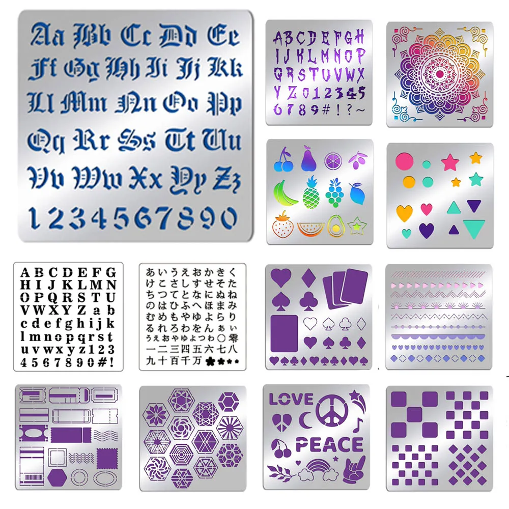 Matte Metal Letters Stencils Gothic A to Z Alphabet Number Stencil ...