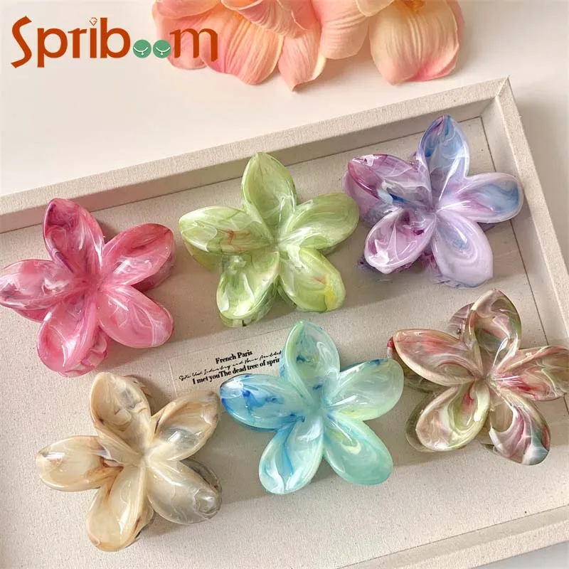 Acrylic Flower Hair Clip for Women Sweet Fresh Texture Hair Claws Clips ...