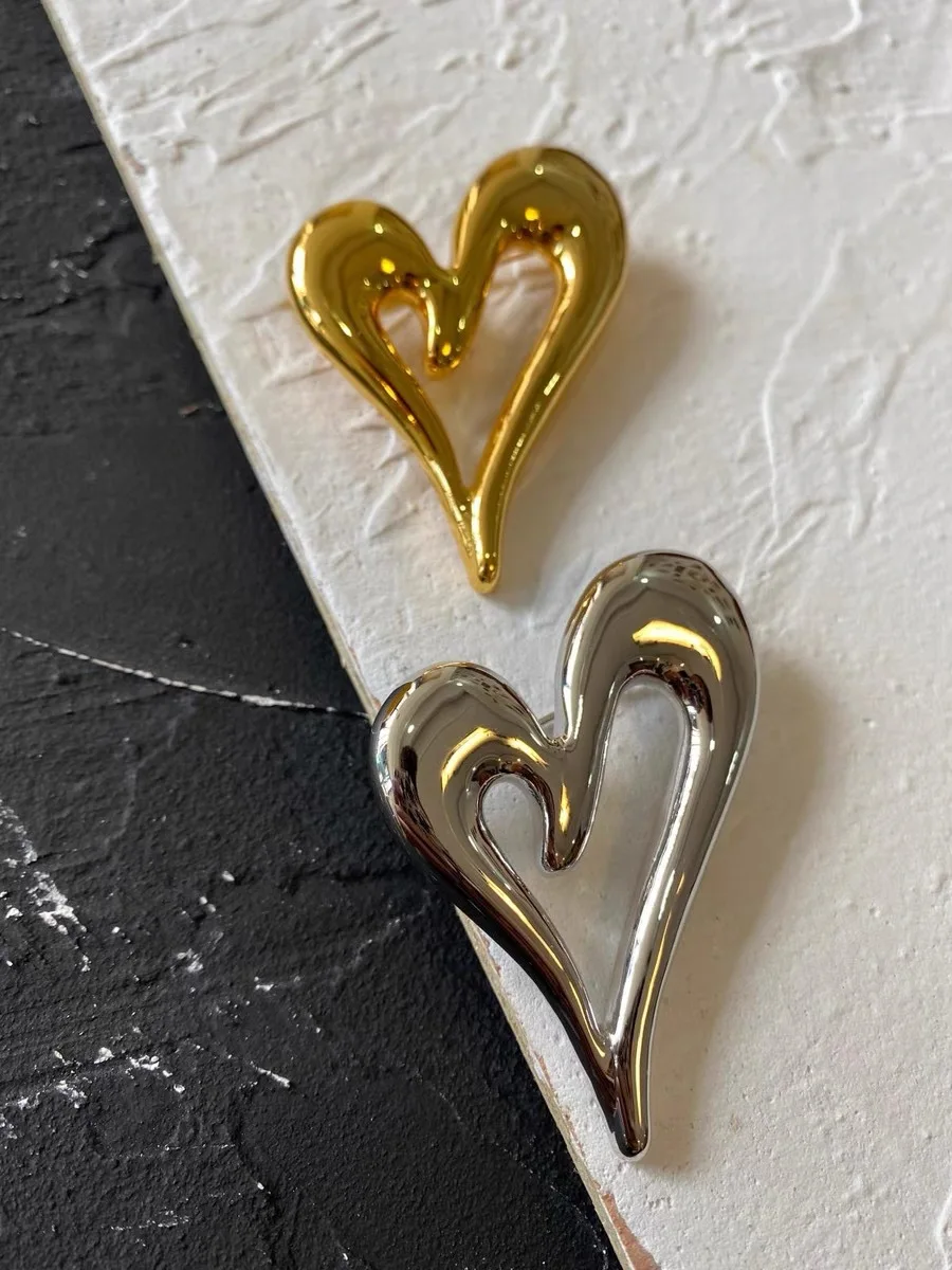 Big Simple Heart Metal Brooch Pins Jewelry Broche Decorativo De Ropa ...
