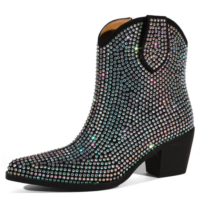 Botas-cortas-con-cremallera-y-diamantes-de-imitaci-n-para-mujer-de-7cm ...