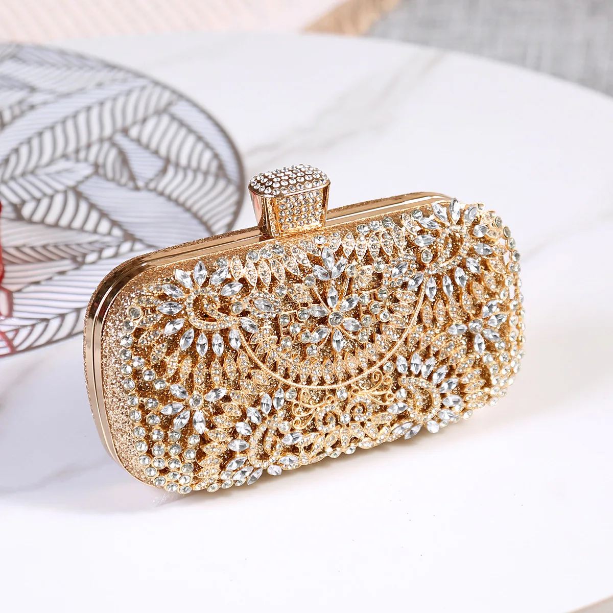 Golden Clutch Purse Women Metal Silver Party Handbags Female Crystal ...